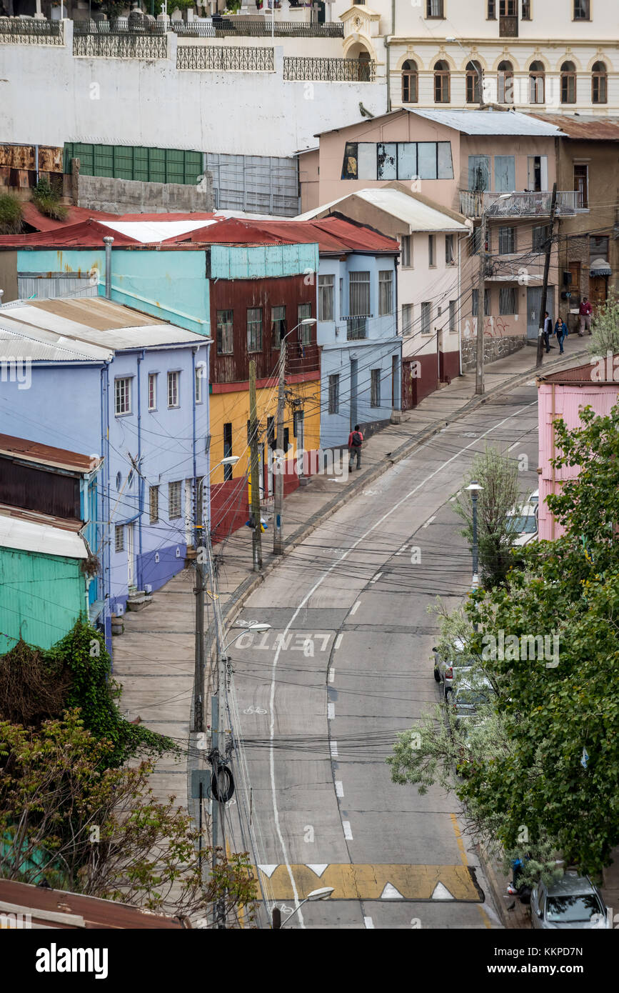 Street scene in Valparaiso, Chile Stock Photo - Alamy