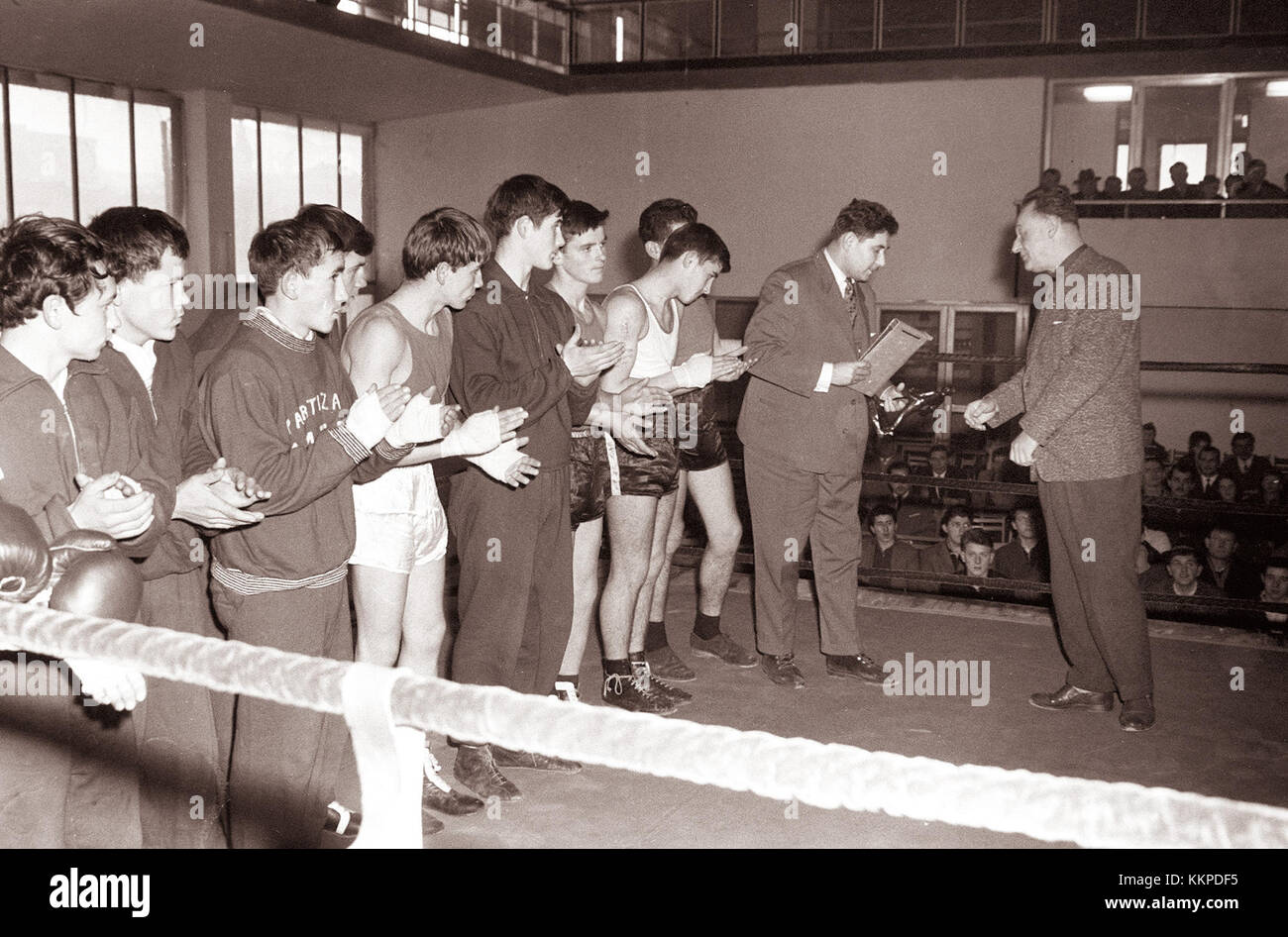 Photograph from the 1962 boxing competition between young boxers from ...