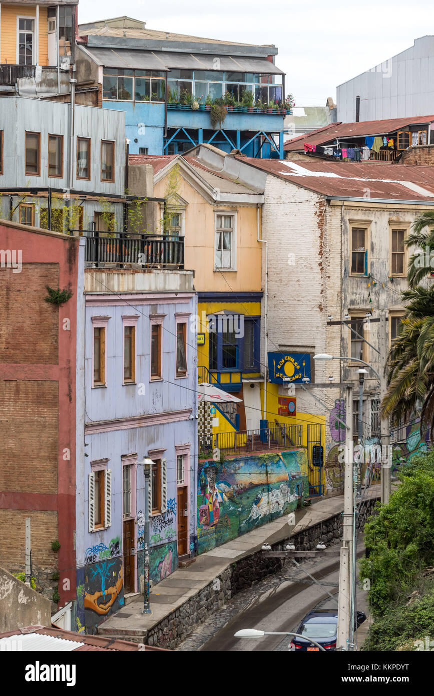 Street scene in Valparaiso, Chile Stock Photo - Alamy