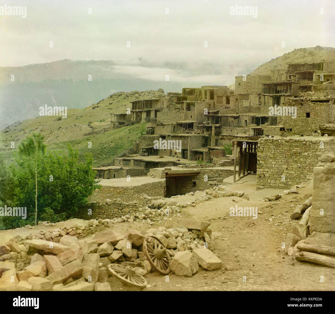 This image from 1905-1915 captures the traditional village of Aul ...