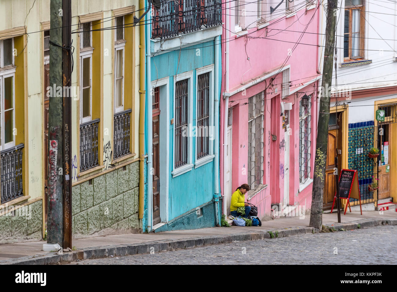 Street scene in Valparaiso, Chile Stock Photo - Alamy