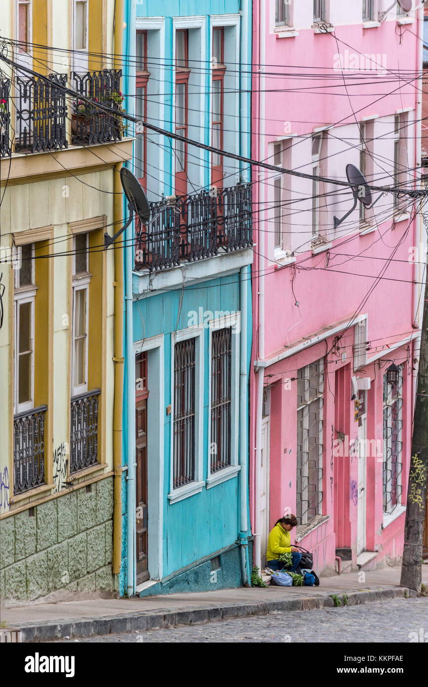 Street scene in Valparaiso, Chile Stock Photo - Alamy
