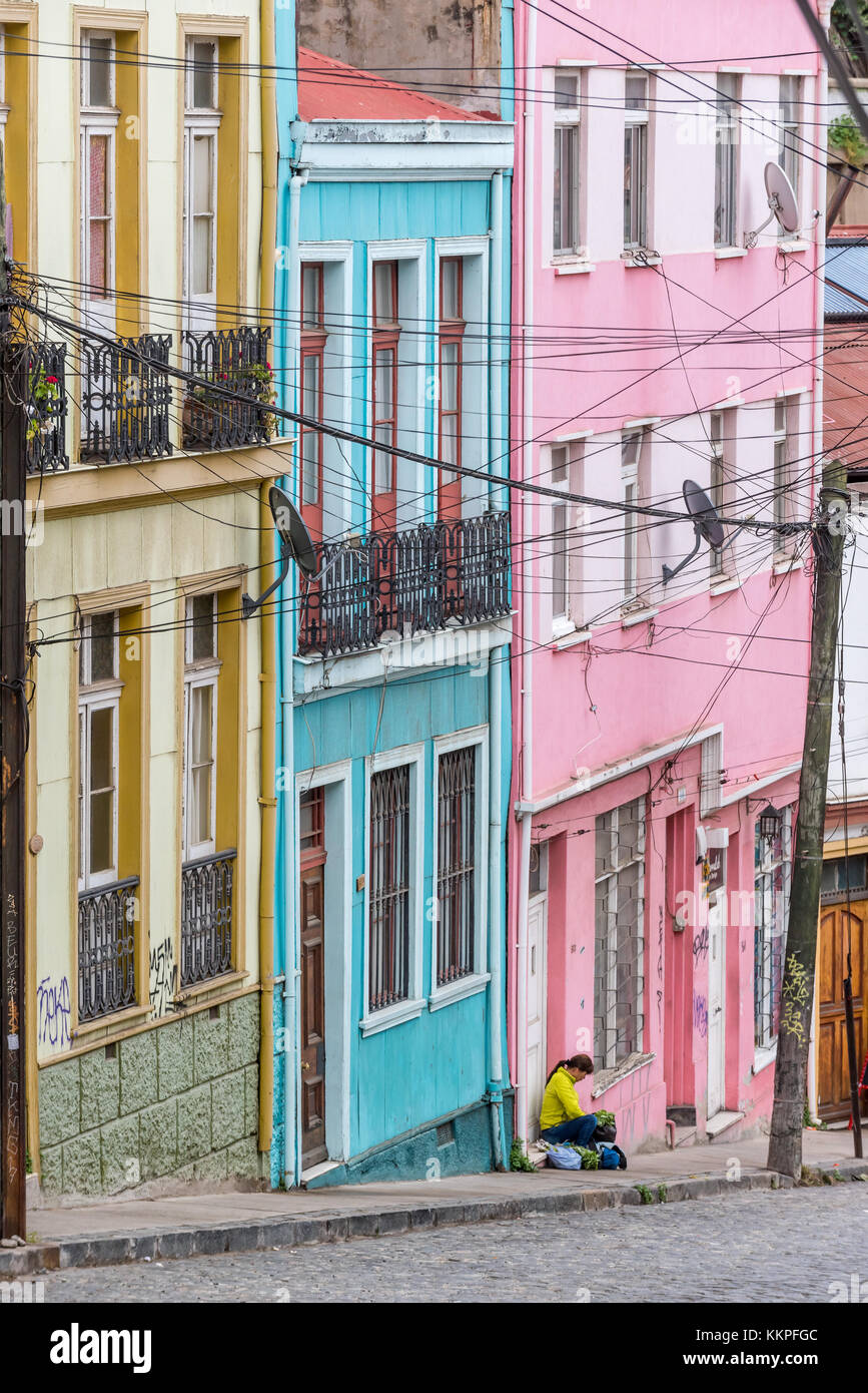 Street scene in Valparaiso, Chile Stock Photo - Alamy