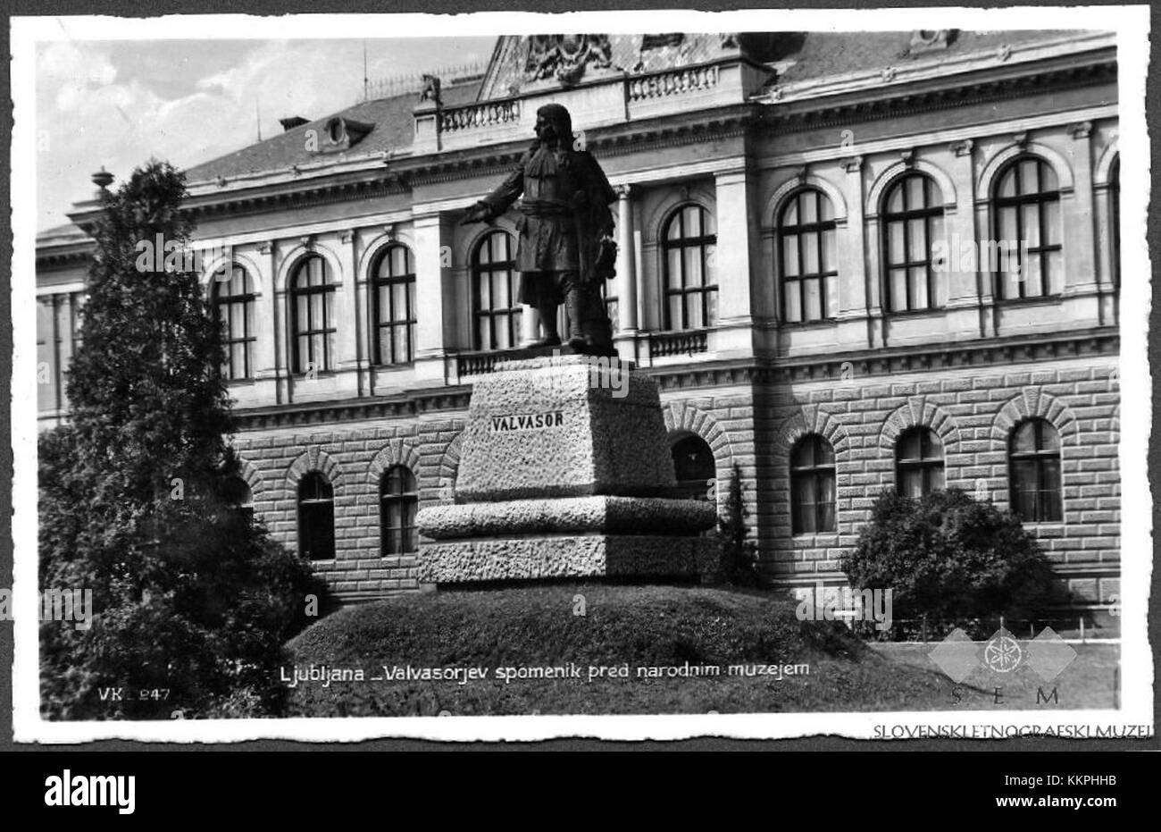 Postcard of Ljubljana, Valvasor statue Stock Photo - Alamy