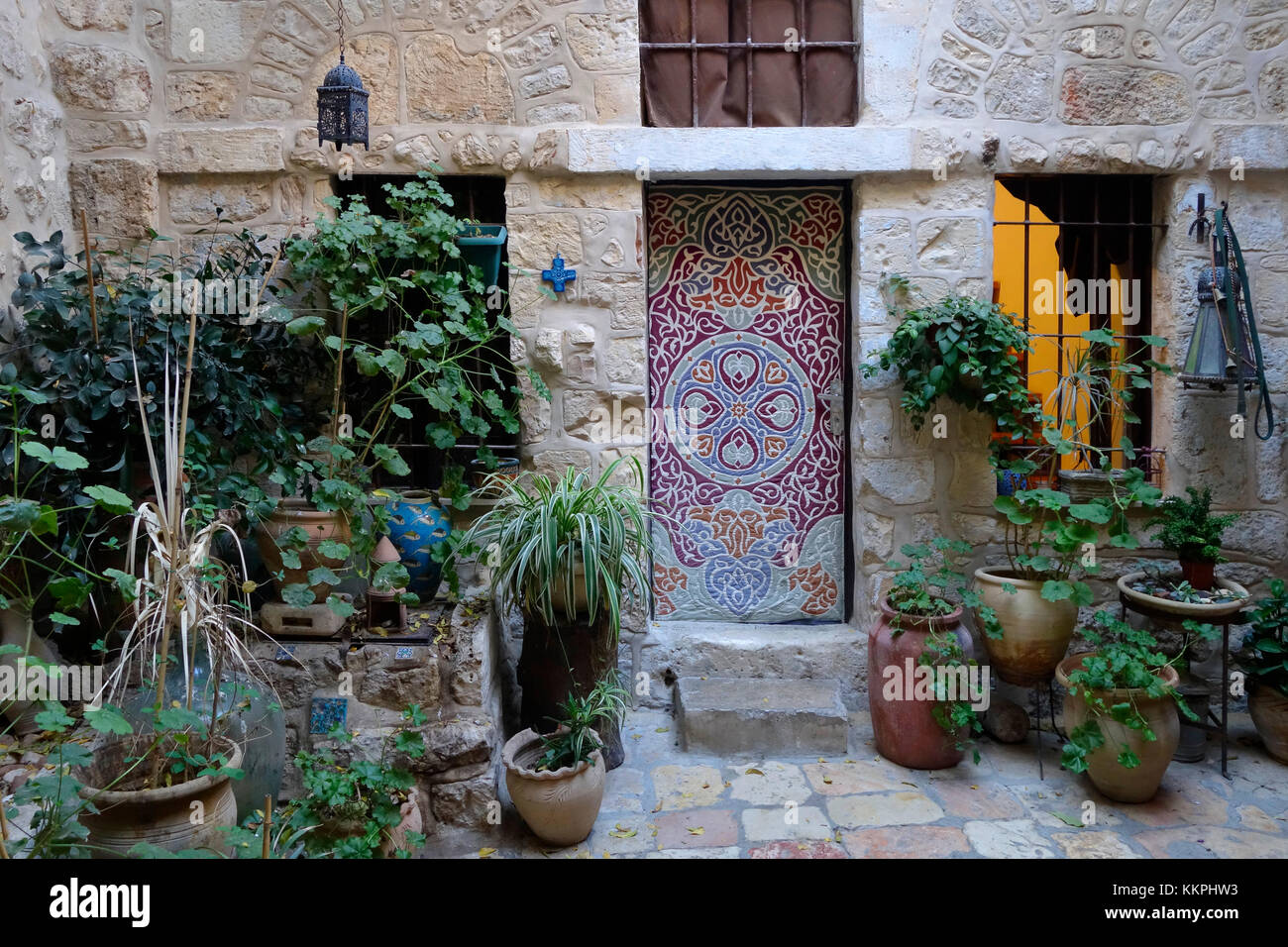 Courtyard of a house at the Armenian Quarter in the old city East ...