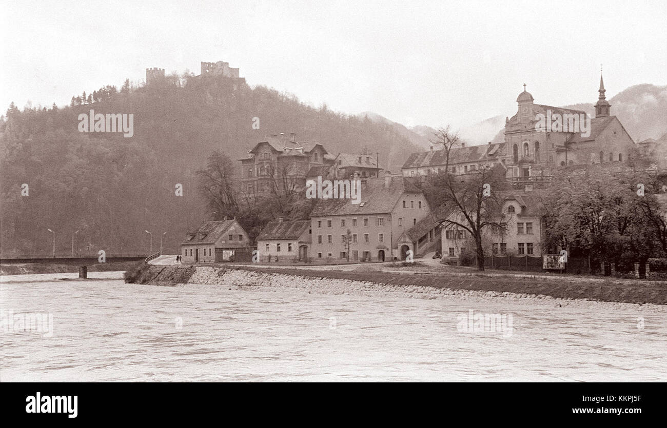 A historical photograph of Celje, with a focus on the Stari Grad (Old ...