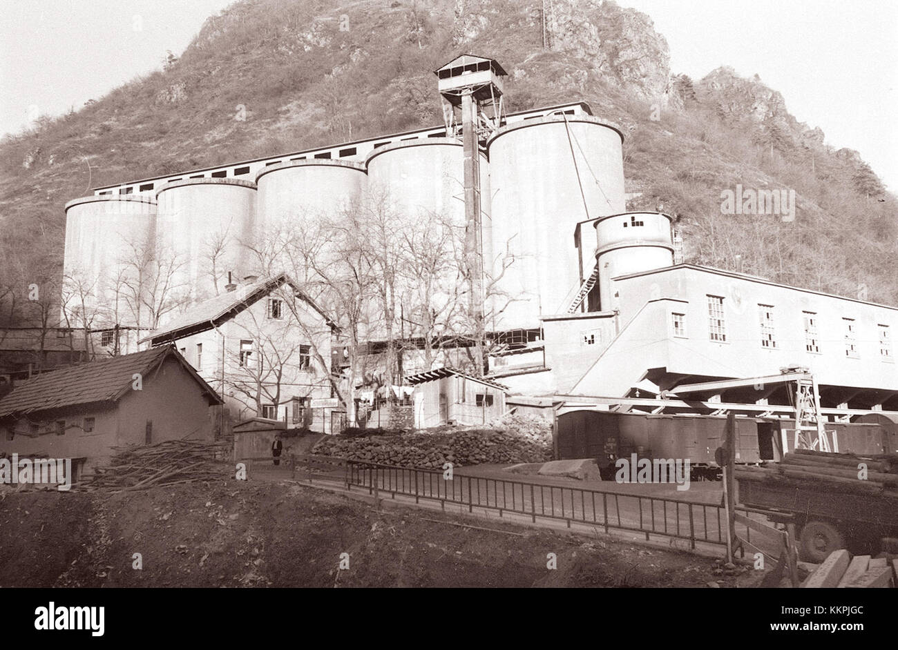 This 1960 photograph captures the cement silos at Cementarna Trbovlje ...