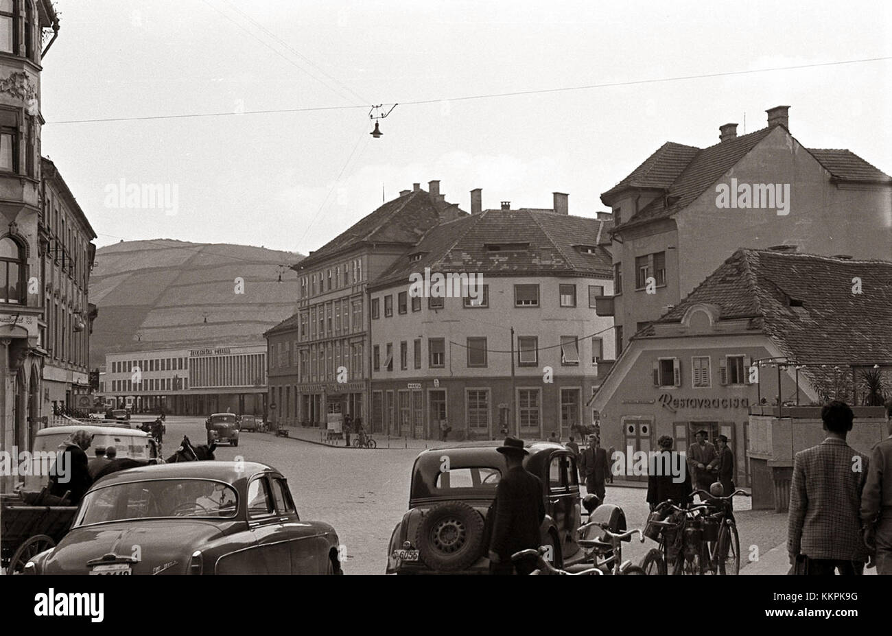 This image shows Partizanska Cesta, a street in Maribor, Slovenia, in ...