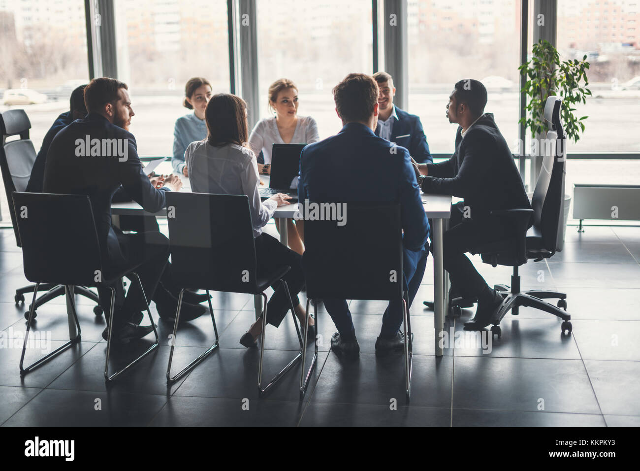 business team and manager in a meeting Stock Photo - Alamy