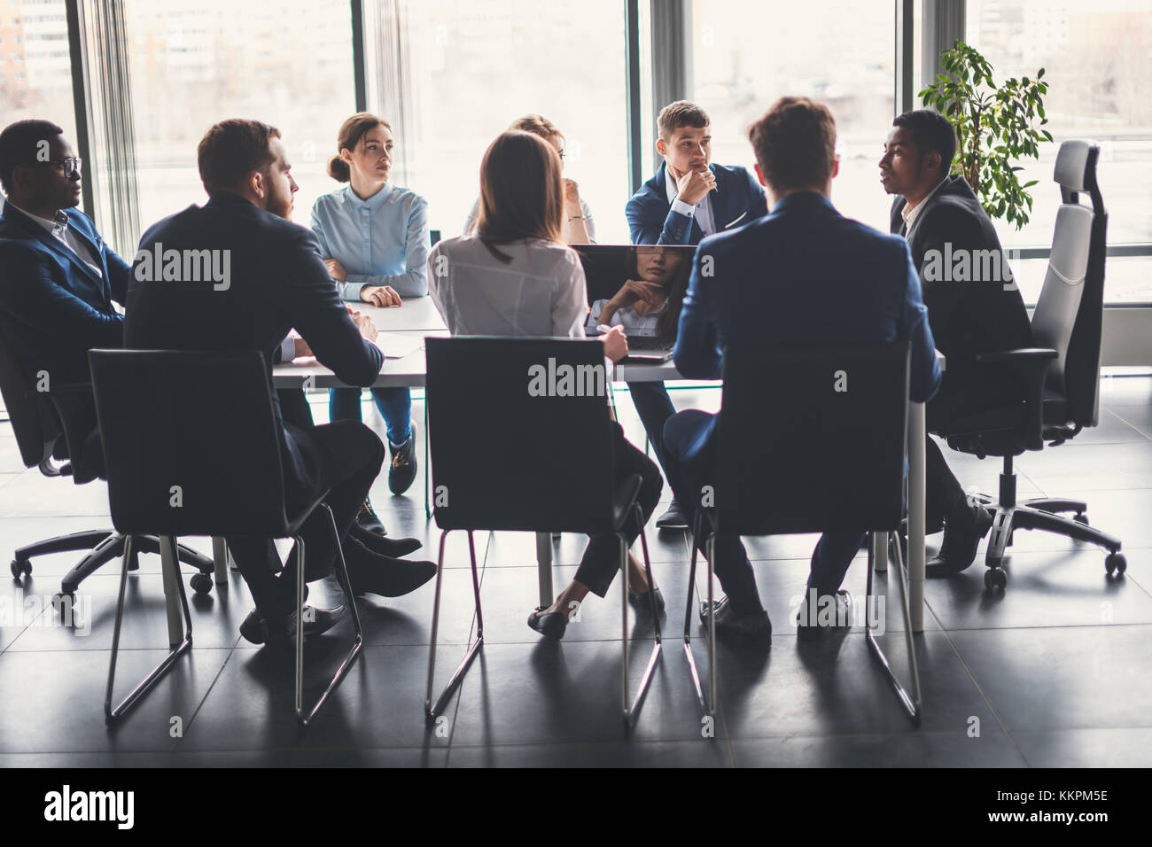 business team and manager in a meeting Stock Photo - Alamy