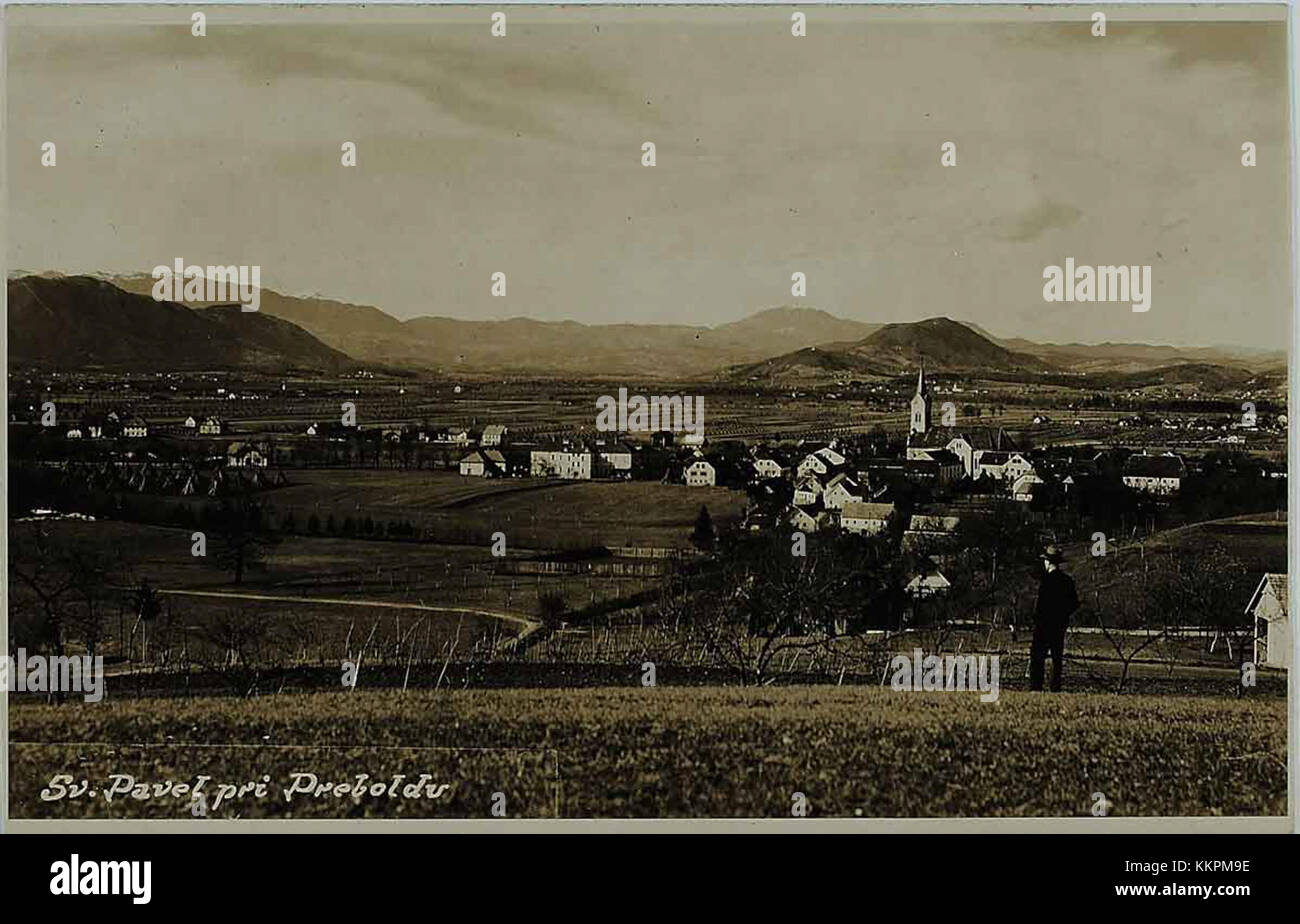 The 'Razglednica Prebolda' is a postcard from 1934, depicting the town ...