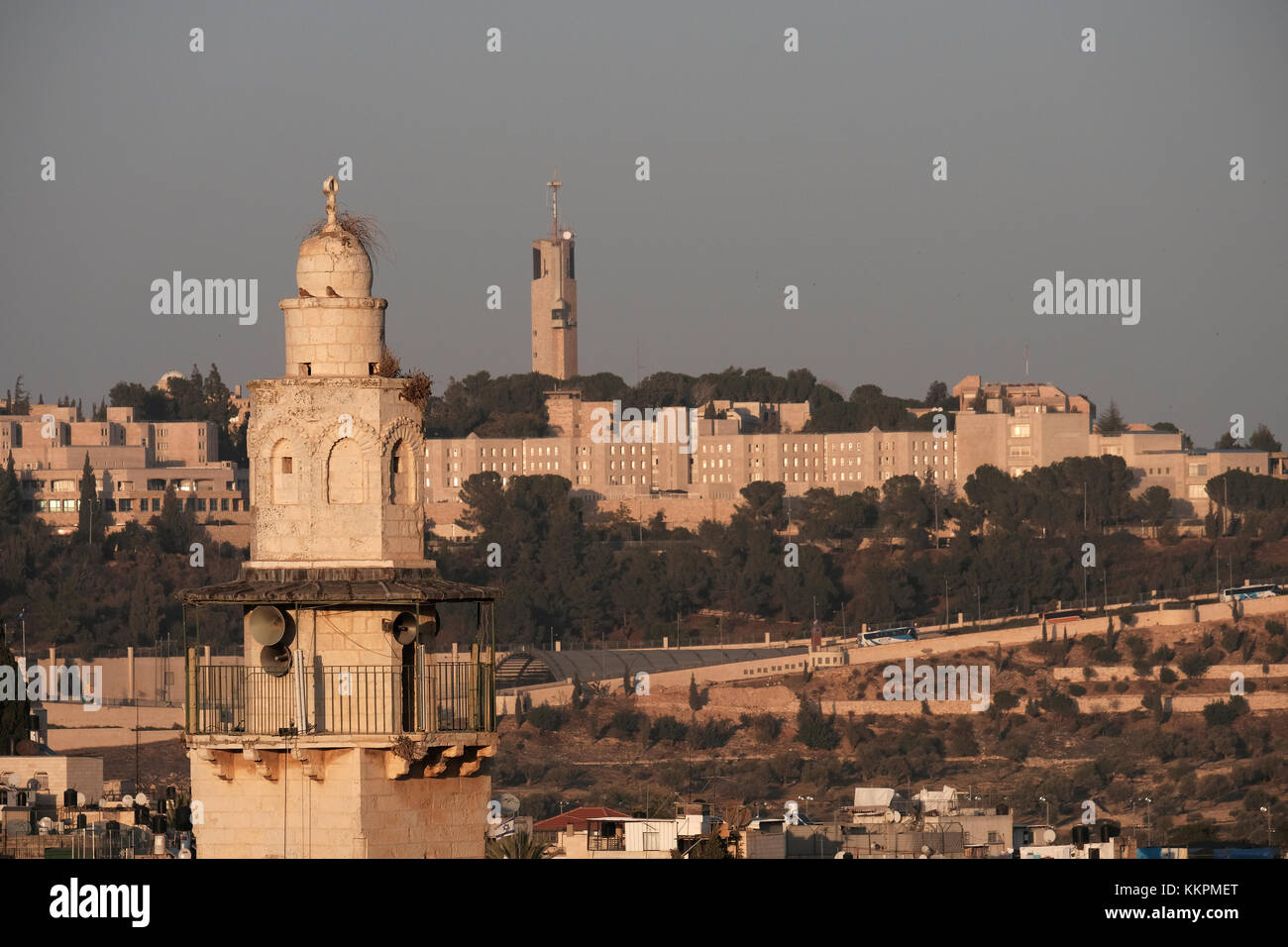 View of the Hebrew University of Jerusalem on Mount Scopus across the ...