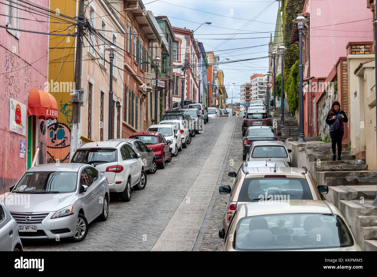 Street scene in Valparaiso, Chile Stock Photo - Alamy