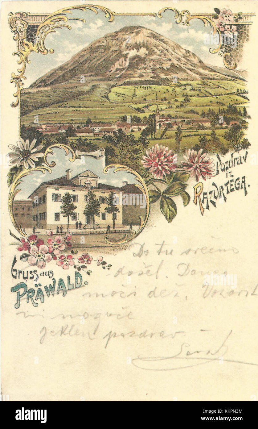 Razglednica Razdrtega is a postcard from 1898, featuring an early ...