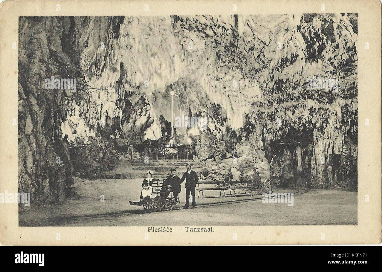 A vintage postcard depicting Postojna Cave, located in Slovenia, from ...