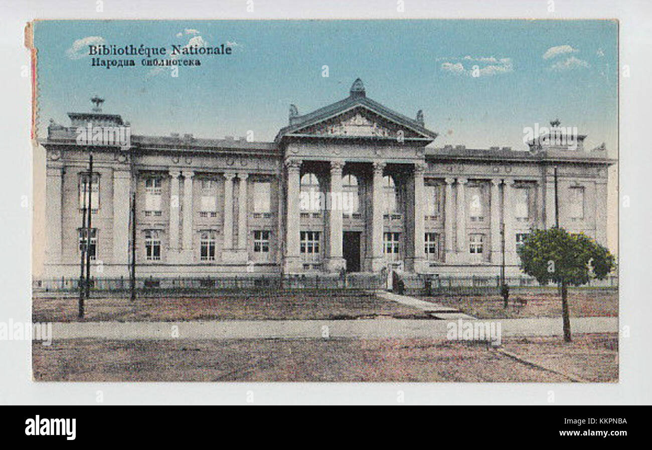 This vintage color postcard features the National Library of Serbia in ...