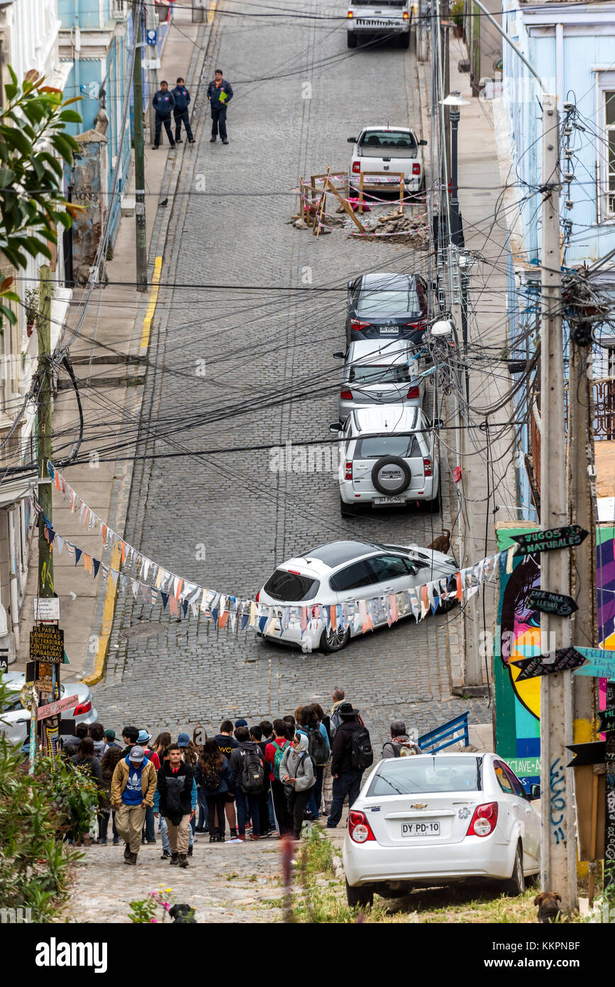 Street scene in Valparaiso, Chile Stock Photo - Alamy
