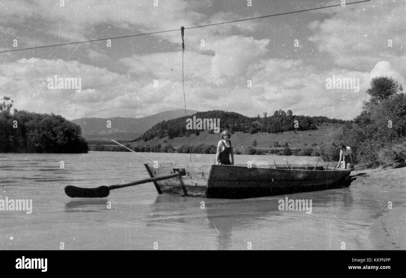 The 1951 photo depicts a view of Brod na Dravi, a village near Dravlje ...