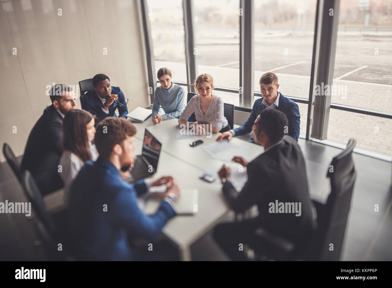 business team and manager in a meeting Stock Photo - Alamy