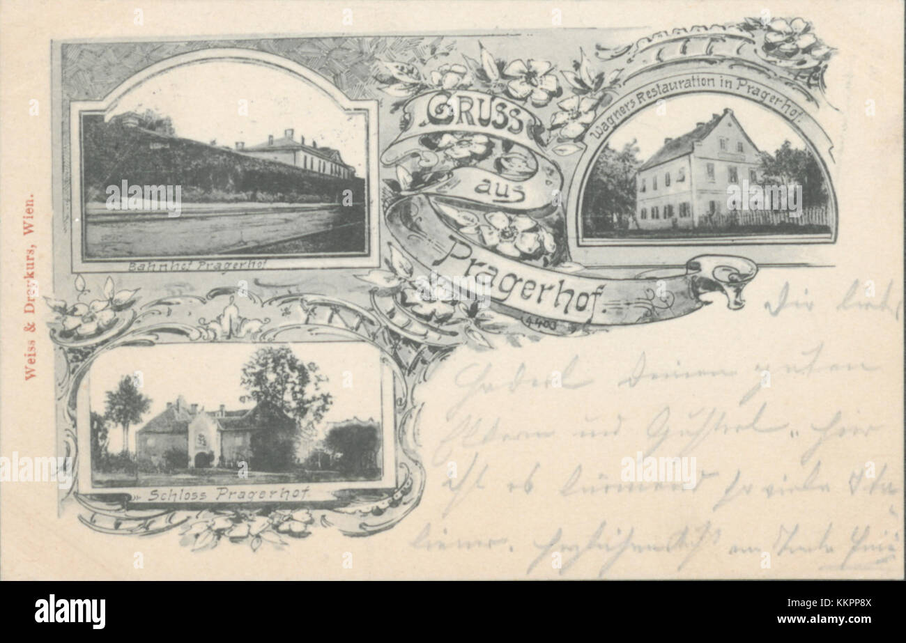 This postcard from 1899 depicts a historical view of Pragersko, a town ...
