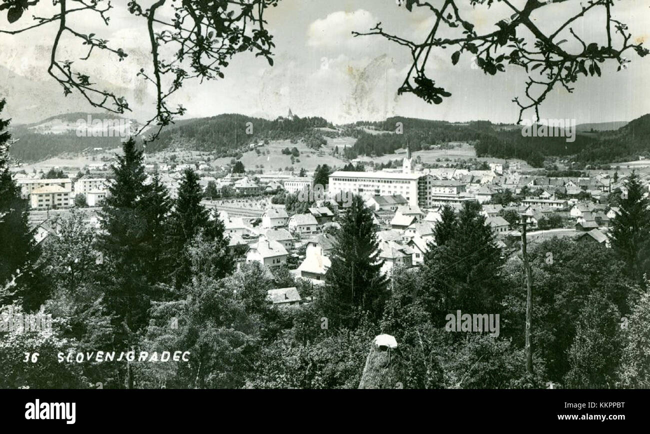 This 1968 postcard of Slovenj Gradec, Slovenia, offers a glimpse of the town's landscape and ...