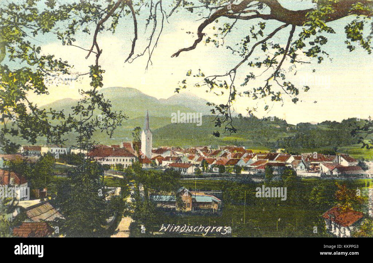 This vintage postcard from 1904 depicts the town of Slovenj Gradec, Slovenia. The postcard ...