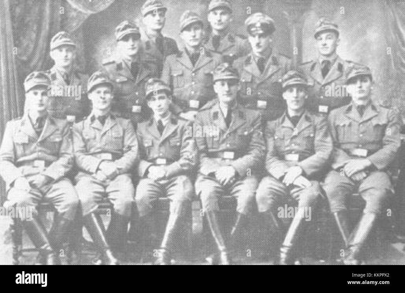 This historical photograph depicts members of the Gestapo in Kamnik ...