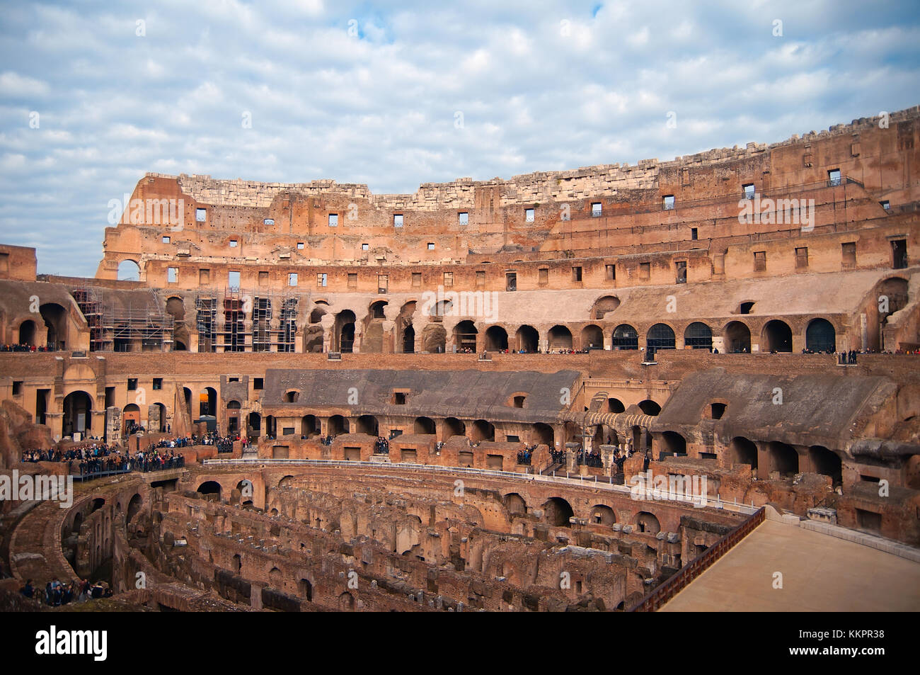 Interior view of the Coliseum in Rome , Italy, early in the morning ...