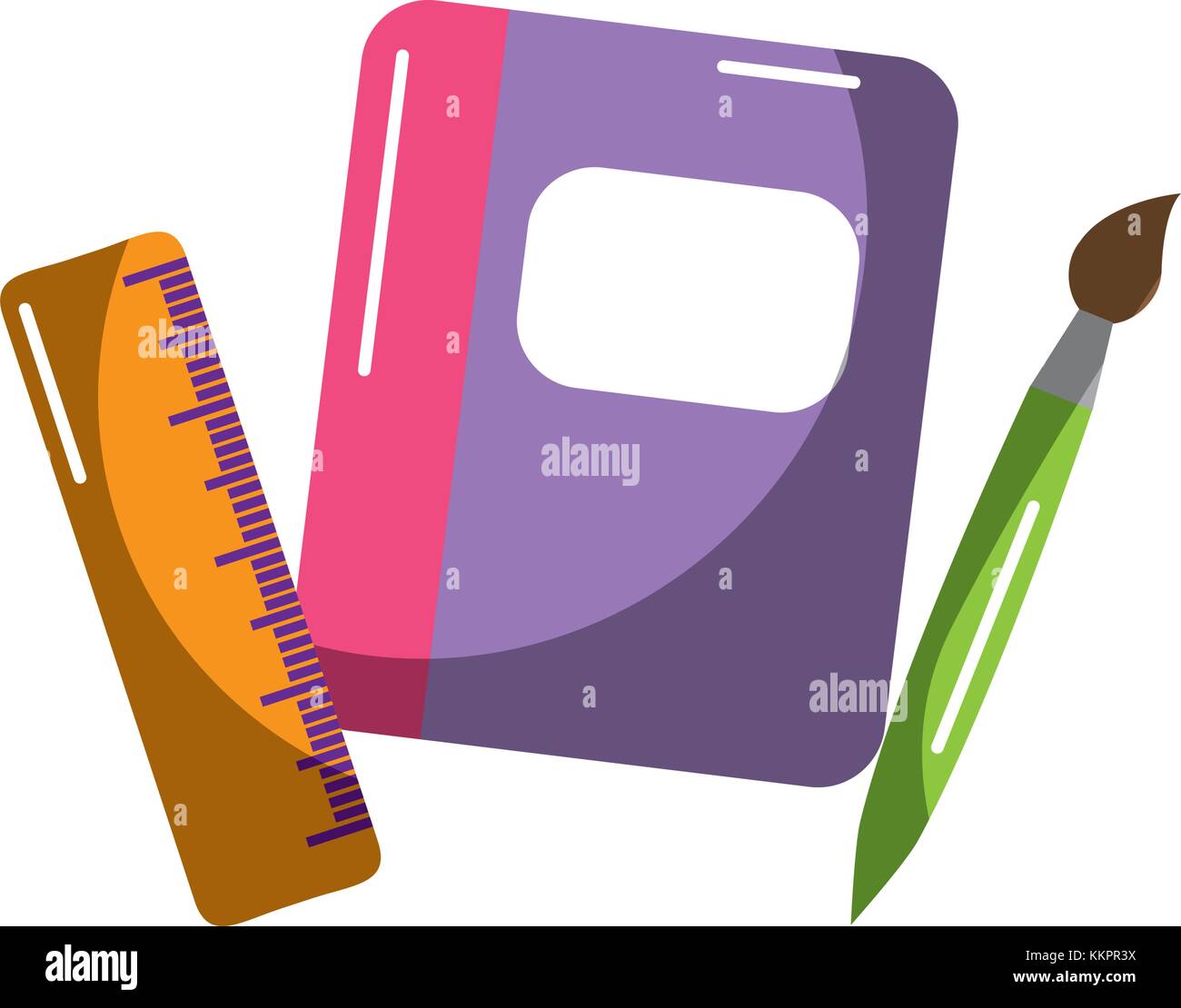 school notebook ruler and brush supplies icon Stock Vector Image & Art ...