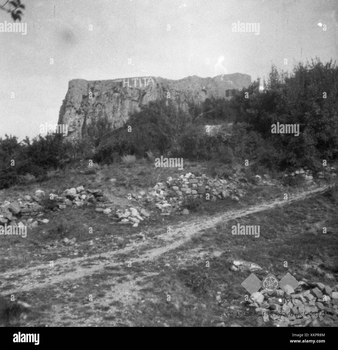 Photograph from 1949 depicting Socerb Castle in Slovenia, showcasing ...