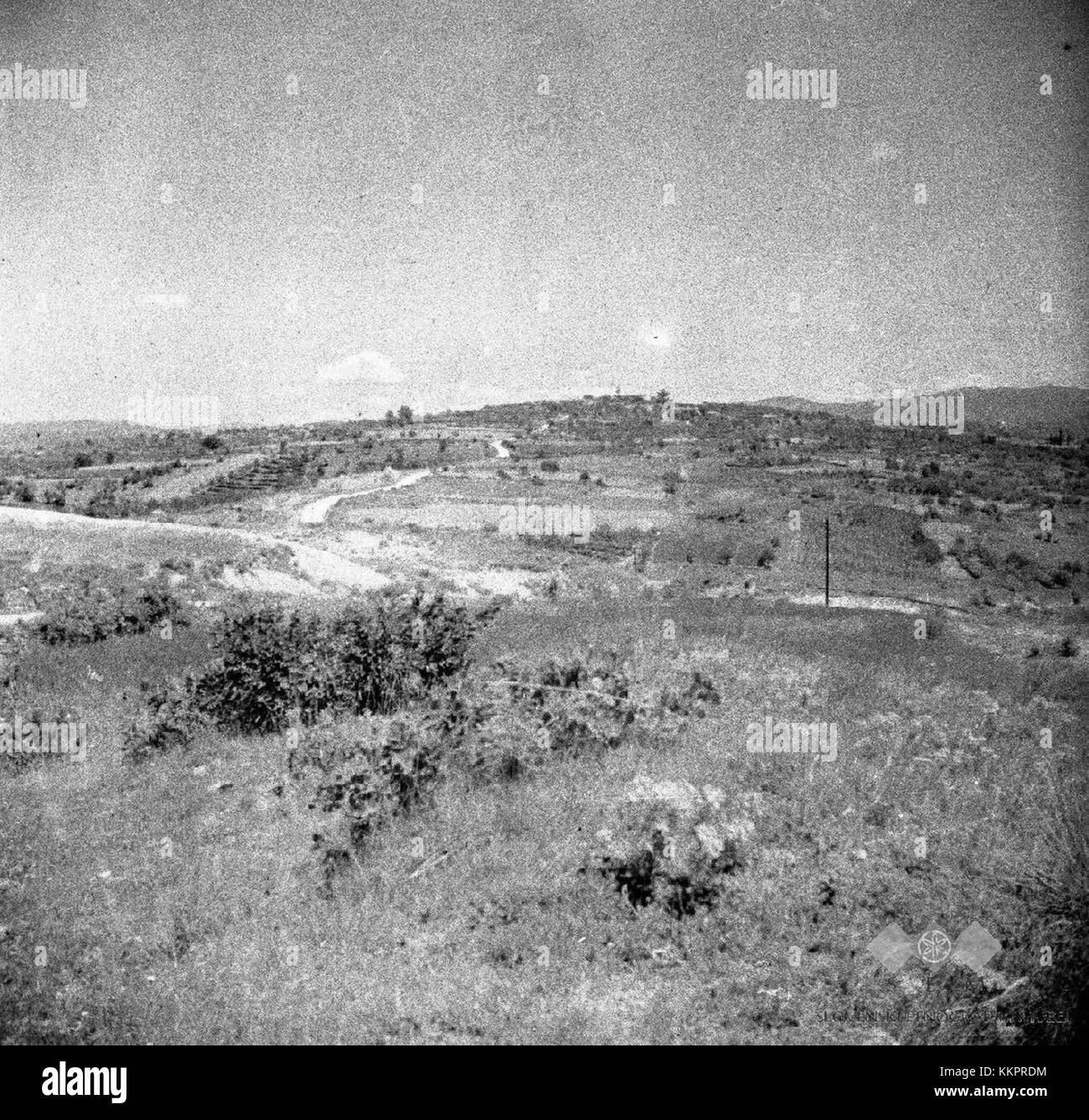 This photograph from 1950 captures a scenic view of Marezige, a village ...
