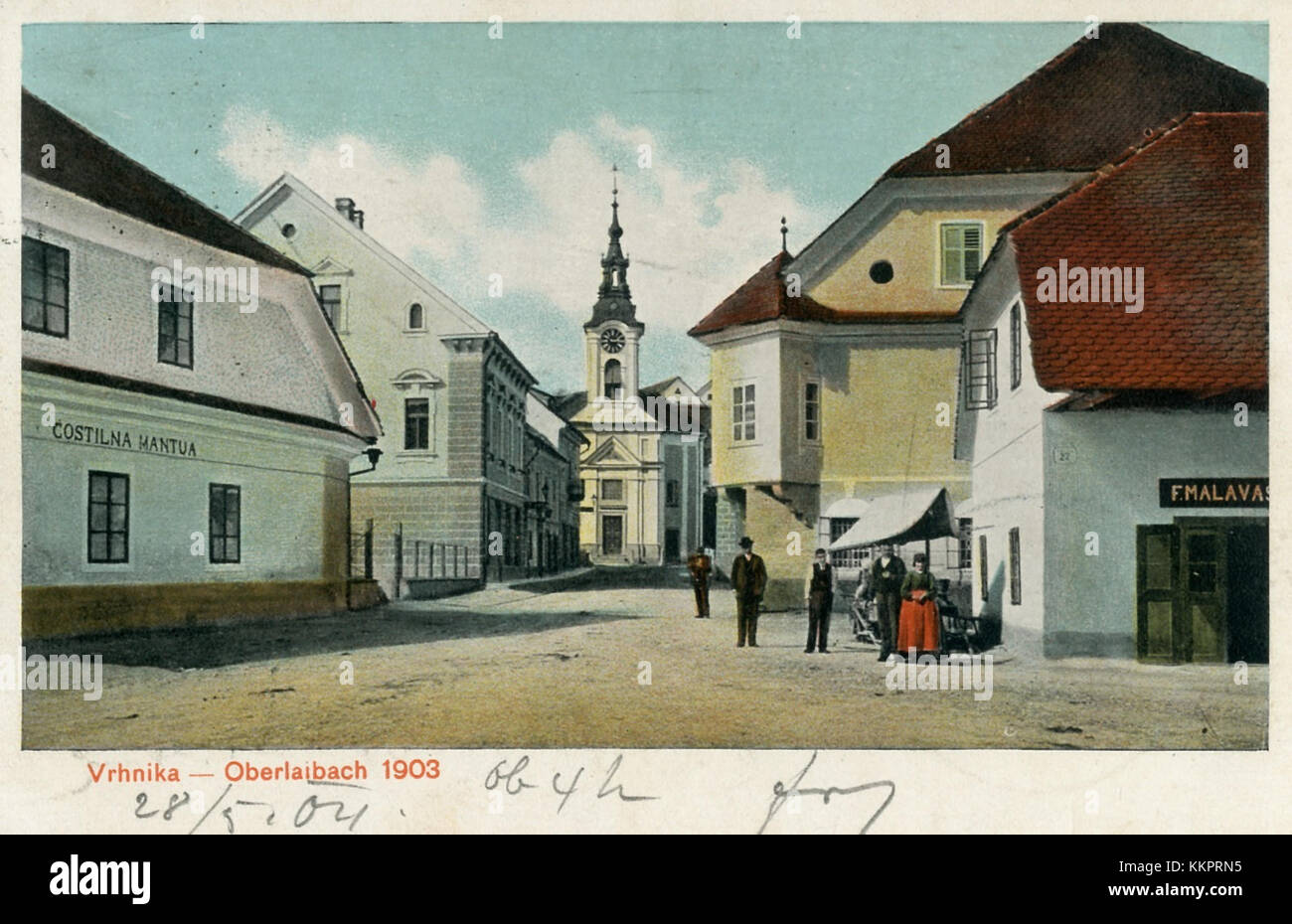 A 1903 postcard depicting Vrhnika, a town in Slovenia. The image offers ...