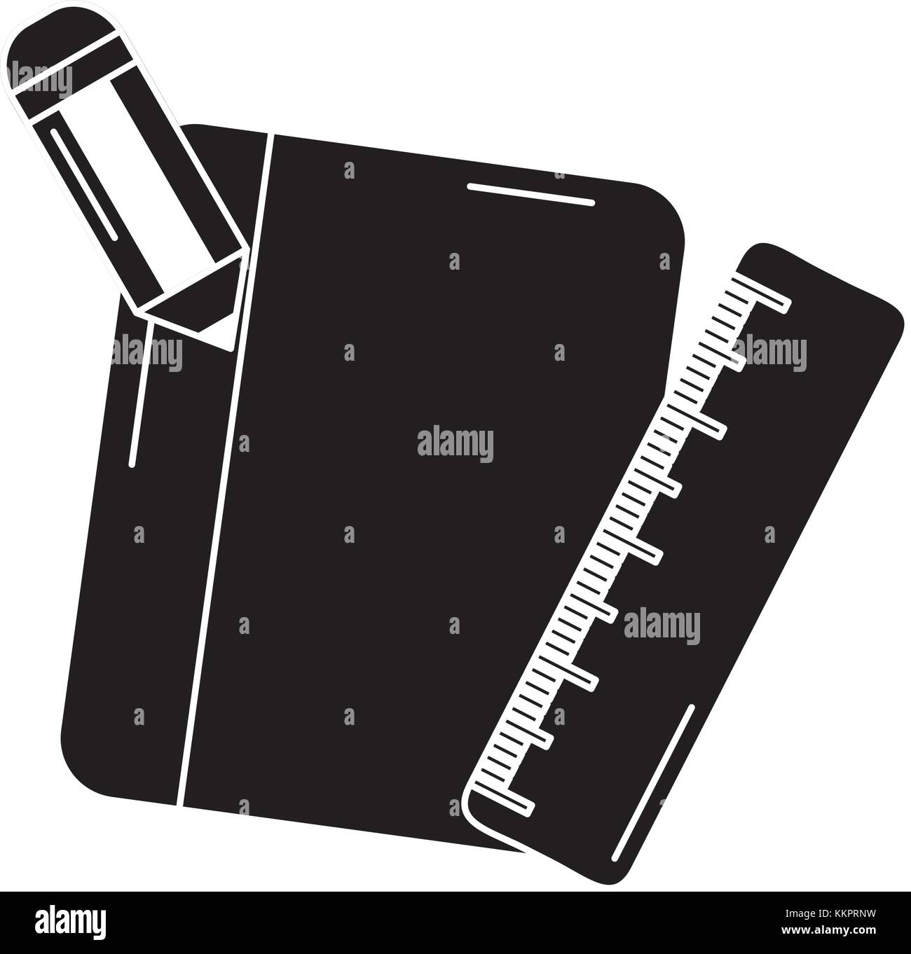 school notebook ruler and pencil objects icons Stock Vector Image & Art ...