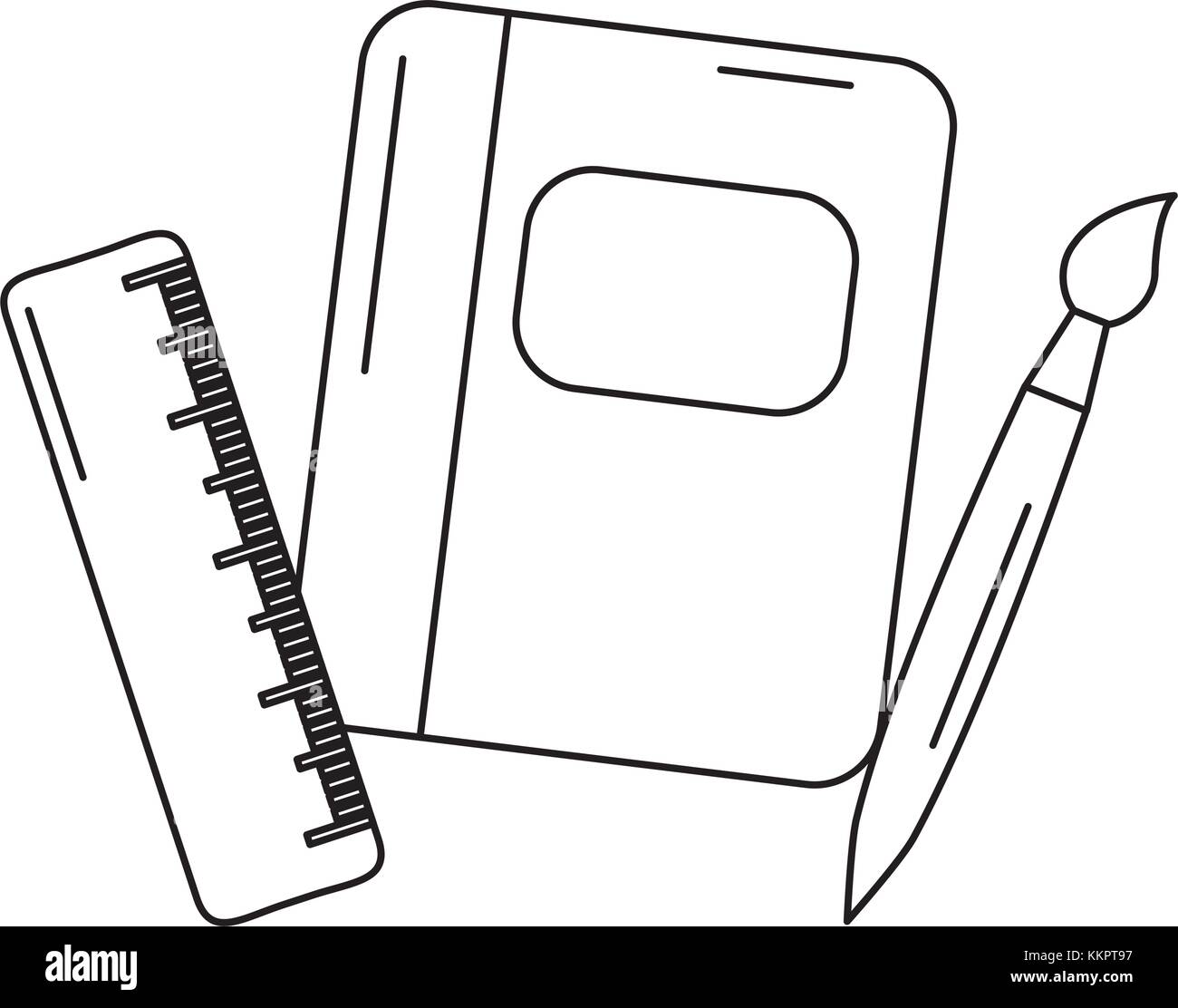 school notebook ruler and brush supplies icon Stock Vector Image & Art ...