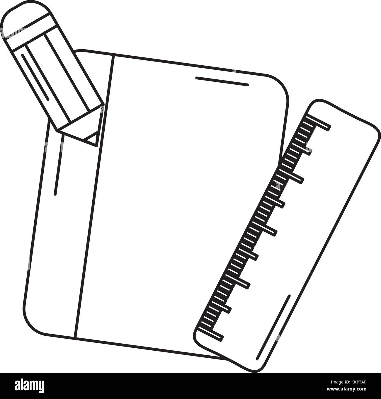 school notebook ruler and pencil objects icons Stock Vector Image & Art ...