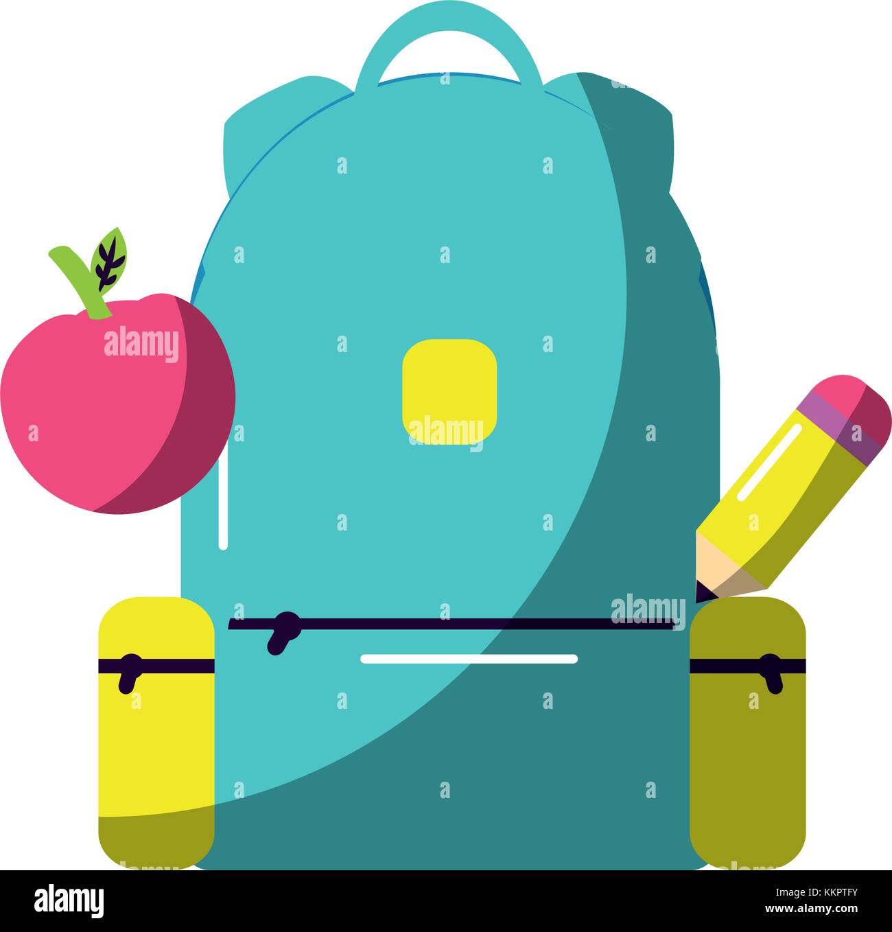 school backpack apple and pencil back elementary study Stock Vector ...