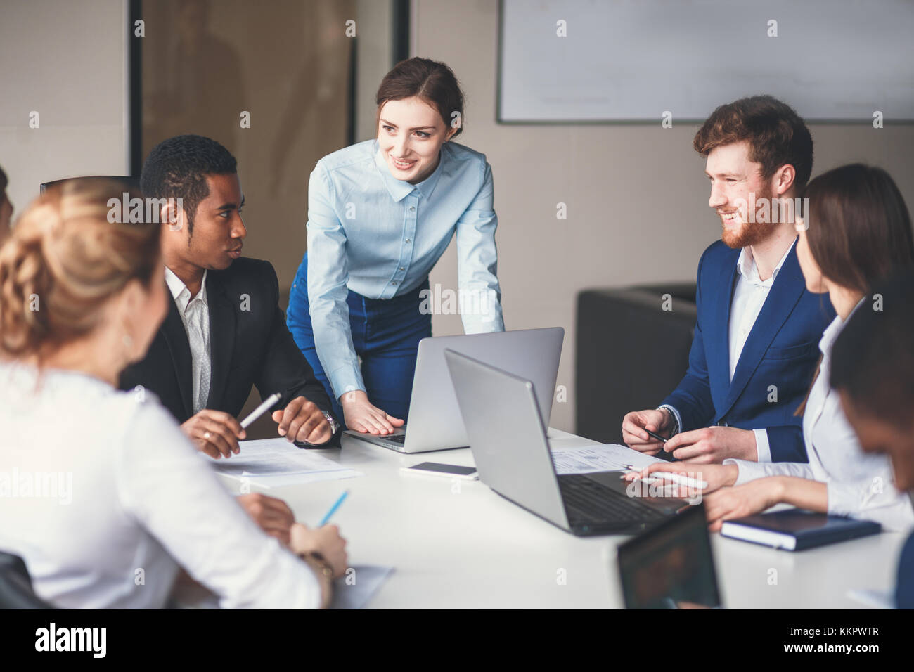 Business people working in modern conference room Stock Photo - Alamy