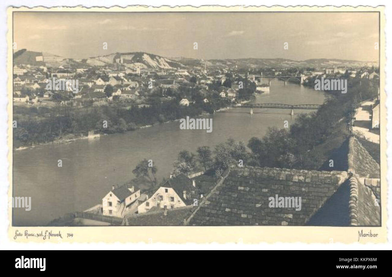 A vintage postcard of Maribor from the year 1930, depicting the town's ...