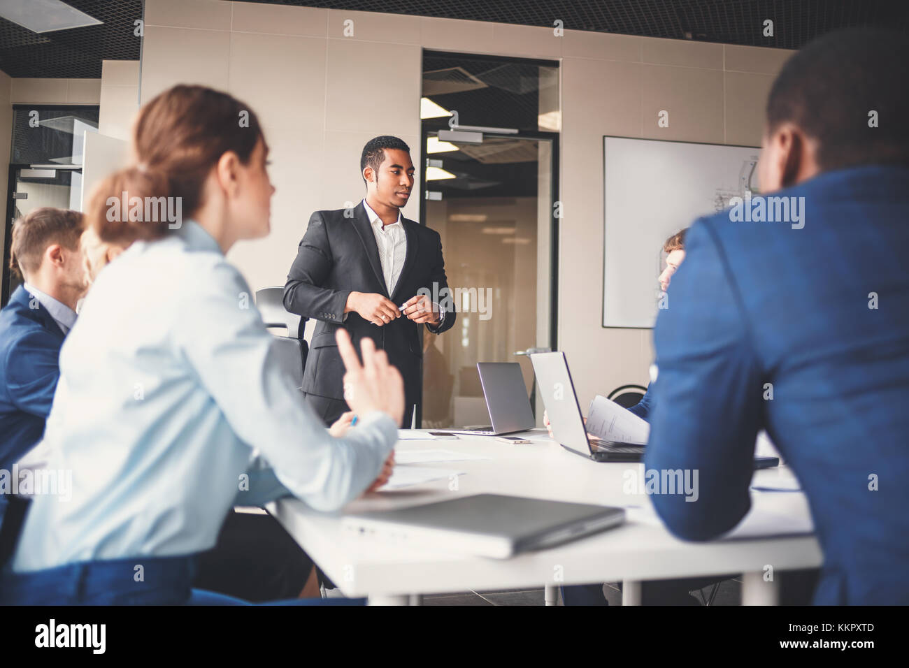 Business people working in modern conference room Stock Photo - Alamy