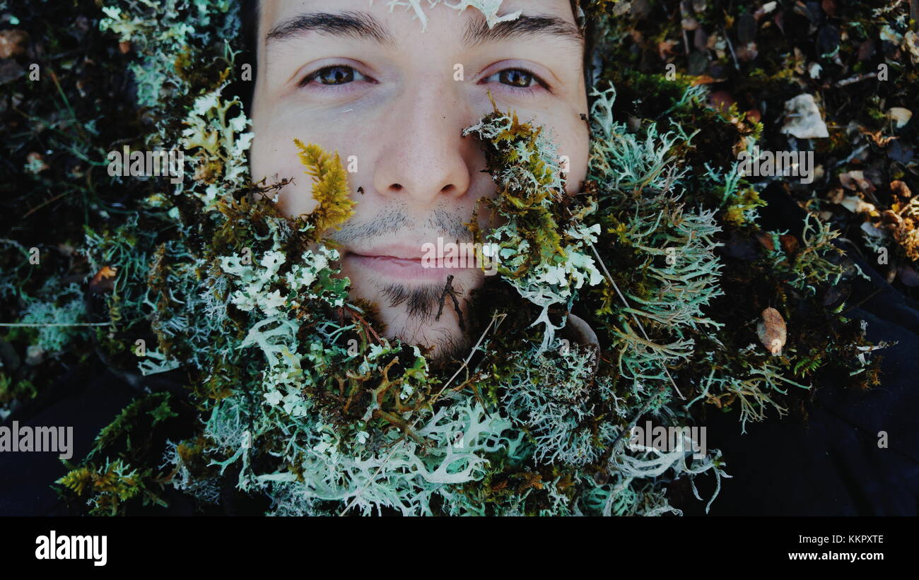 Artistic portrait of a forest man Stock Photo - Alamy