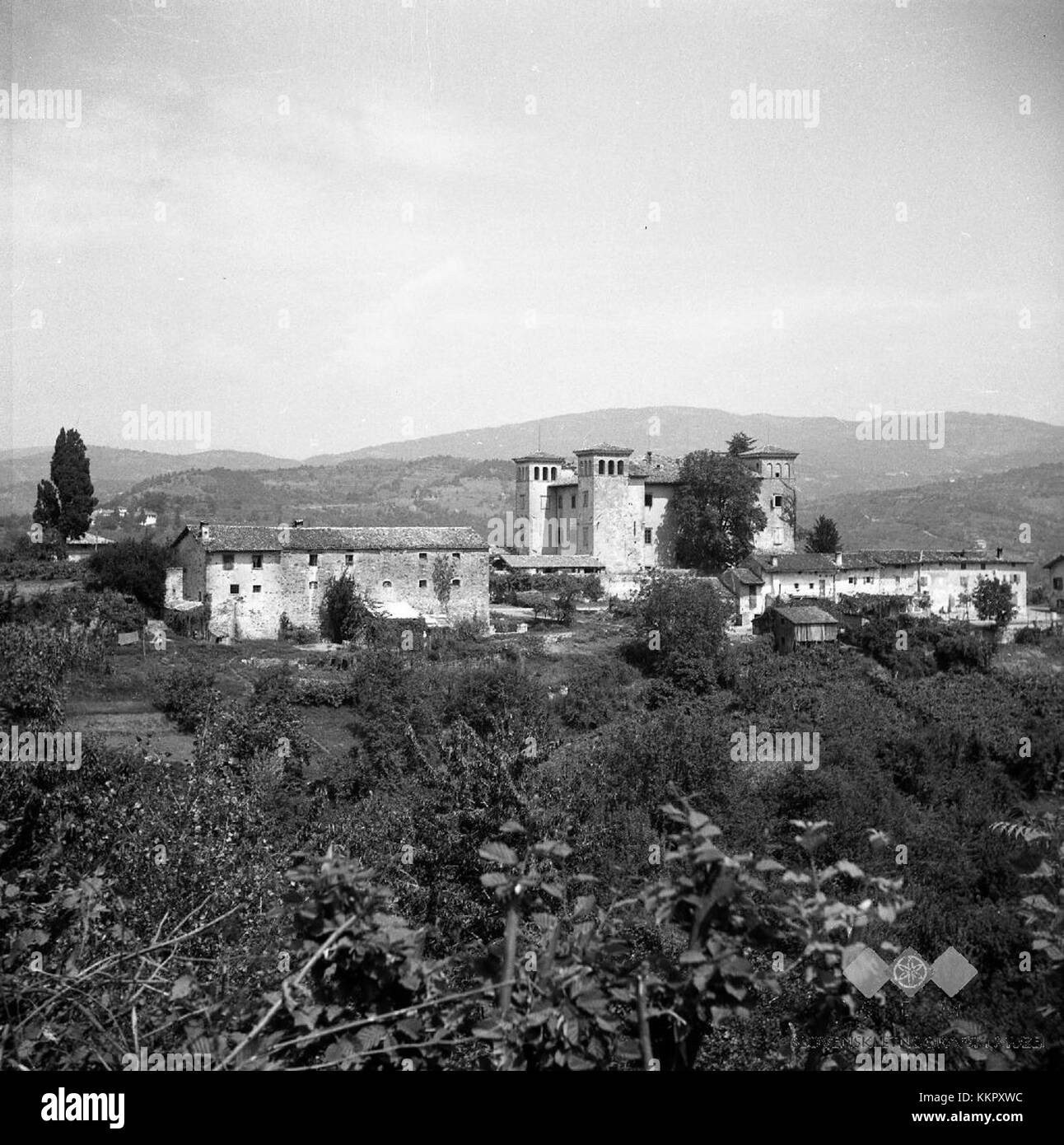 This historical photograph titled 'Dobrovo, pogled na grad 1953 ...