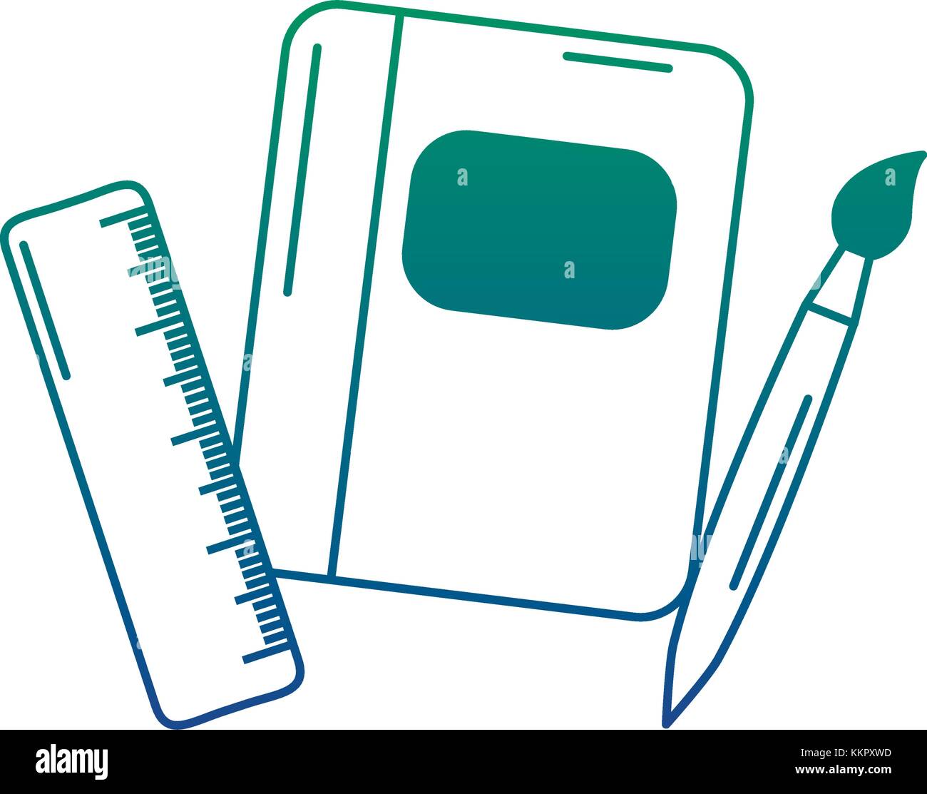 school notebook ruler and brush supplies icon Stock Vector Image & Art ...