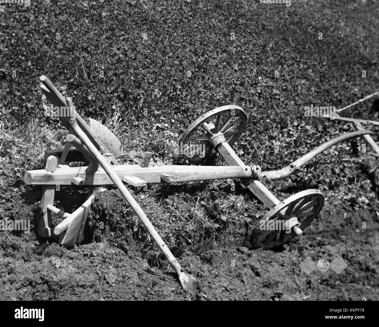 A photograph from Novaki, Slovenia, in 1954, depicting traditional ...