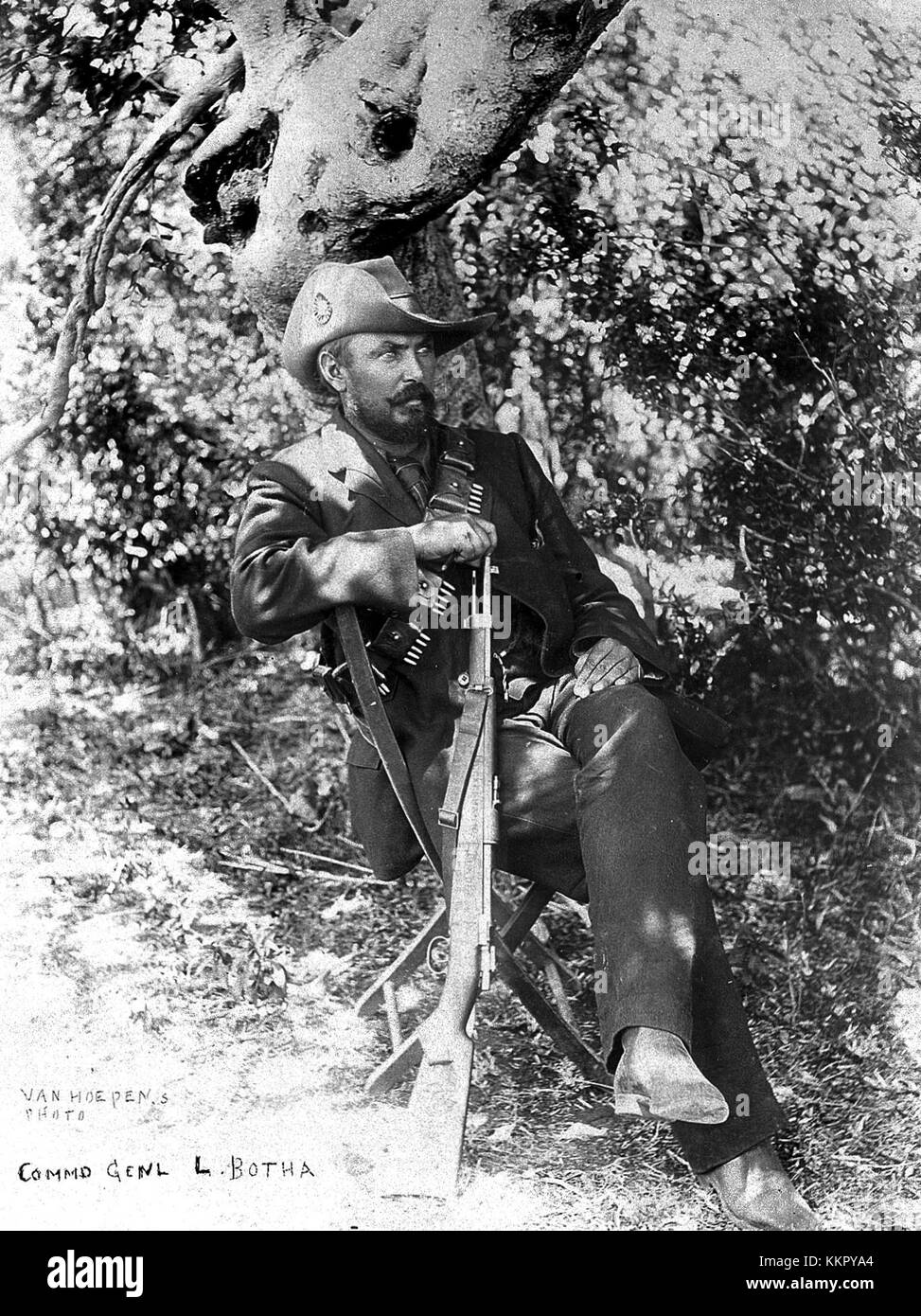 This portrait photograph depicts Commander General Louis Botha, a key ...