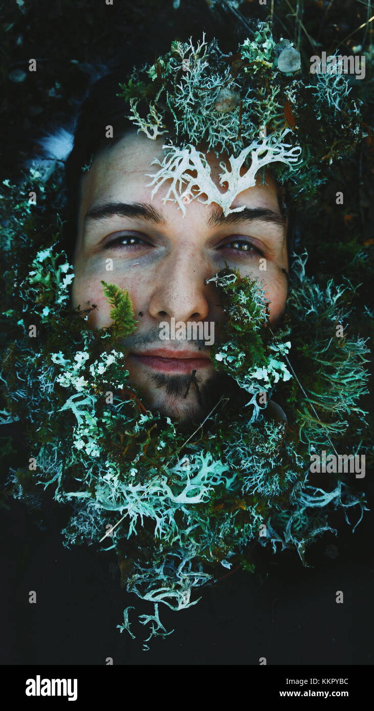 Artistic portrait of a forest man Stock Photo - Alamy