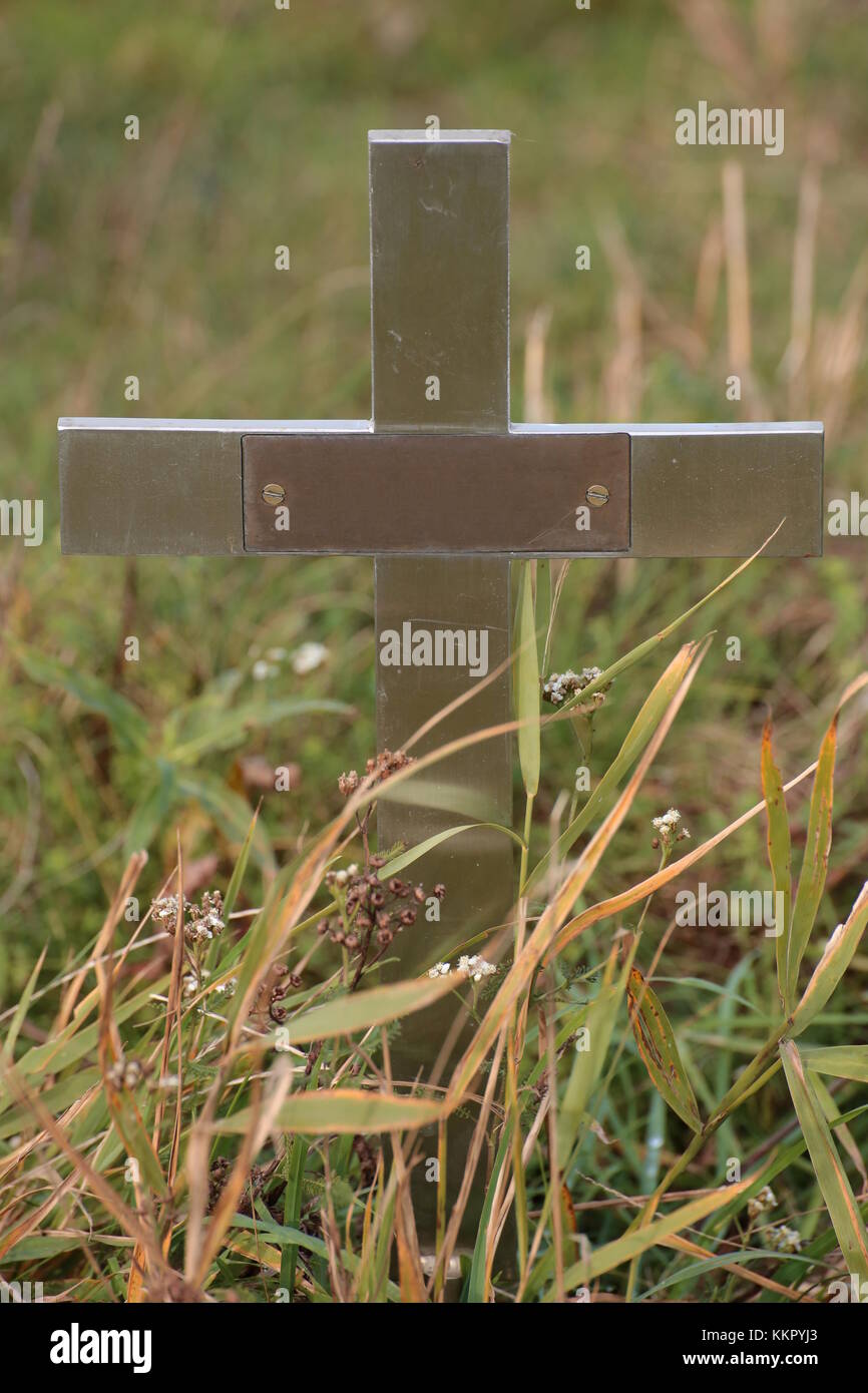 Metal cross with empty space for an inscription Stock Photo - Alamy