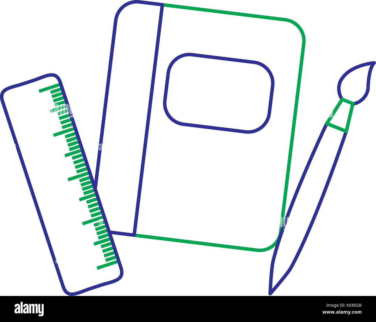 school notebook ruler and brush supplies icon Stock Vector Image & Art ...