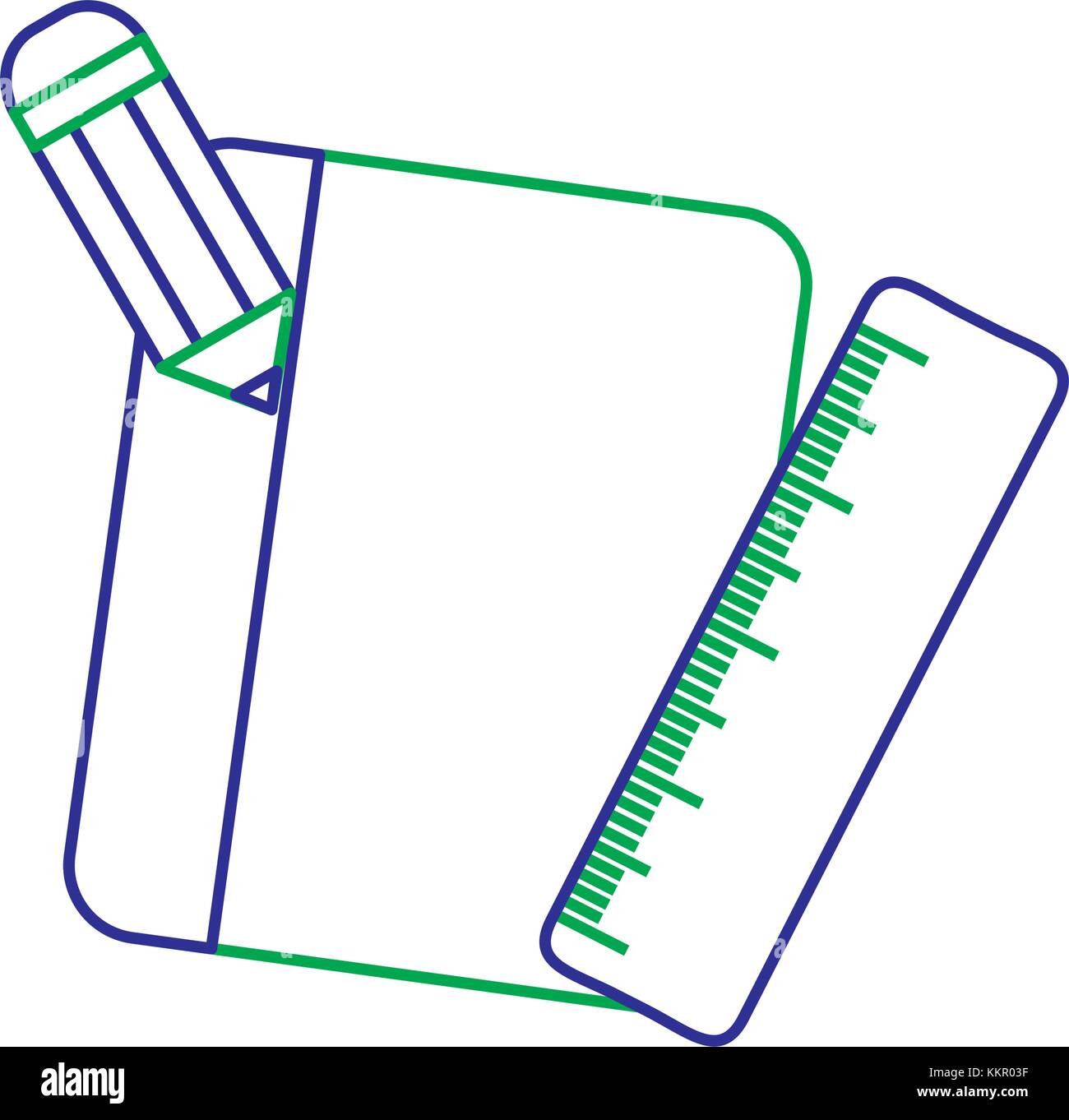 school notebook ruler and pencil objects icons Stock Vector Image & Art ...