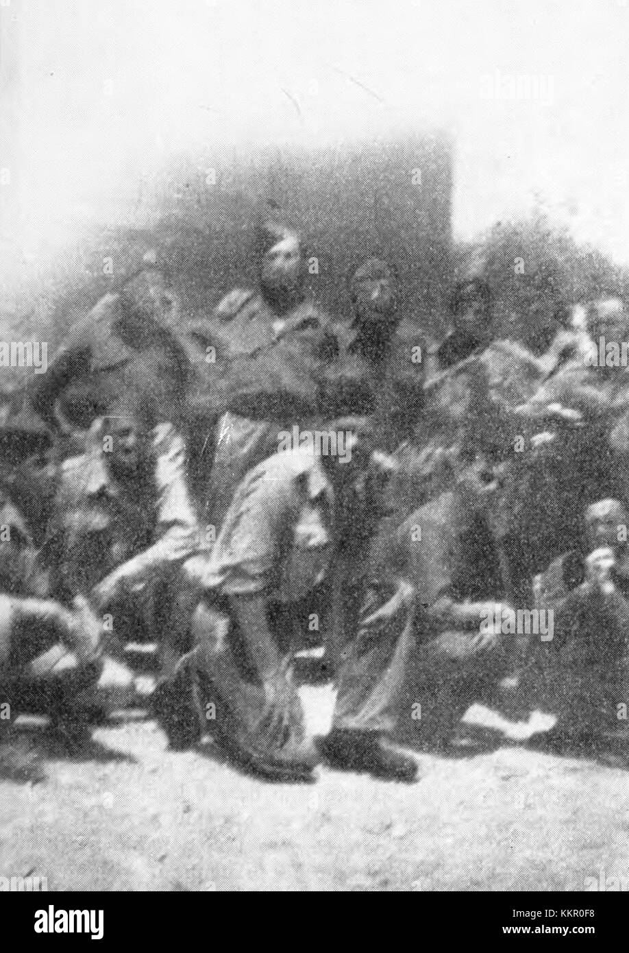 This photograph depicts members of the 4th Overseas Brigade in a game ...