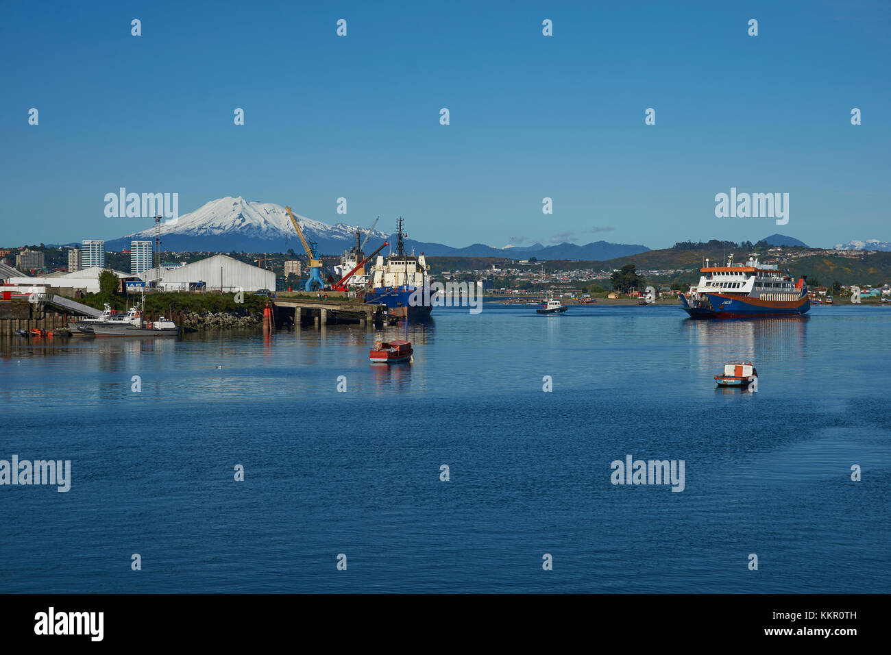 Busy port of Puerto Montt in Southern Chile Stock Photo - Alamy